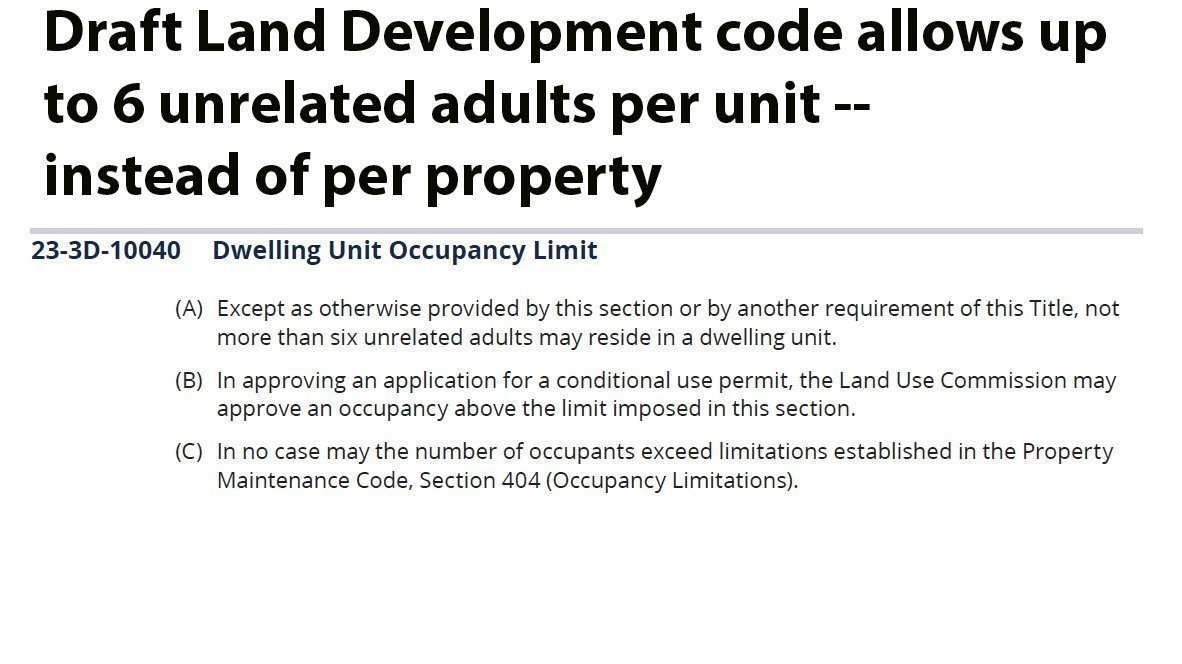 Petition update · New Land Development Code draft increases occupancy ...