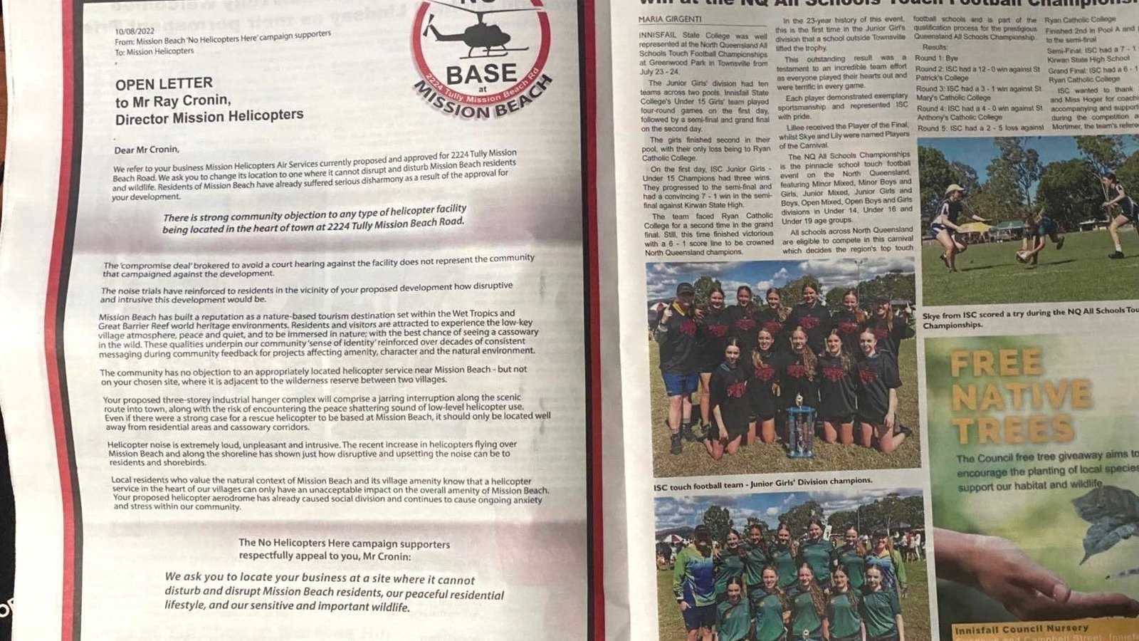 Petition update · Full page open letter in local newspaper today ...