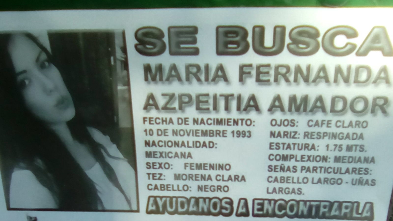 Petición · Ayudame a Encontrarla María Fernanda Azpeitia Amador ...