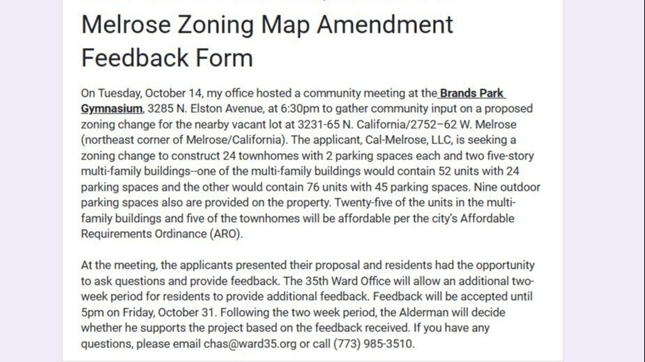 Petition · Oppose 3231-65 N. California/2752-62 W. Melrose Zoning ...