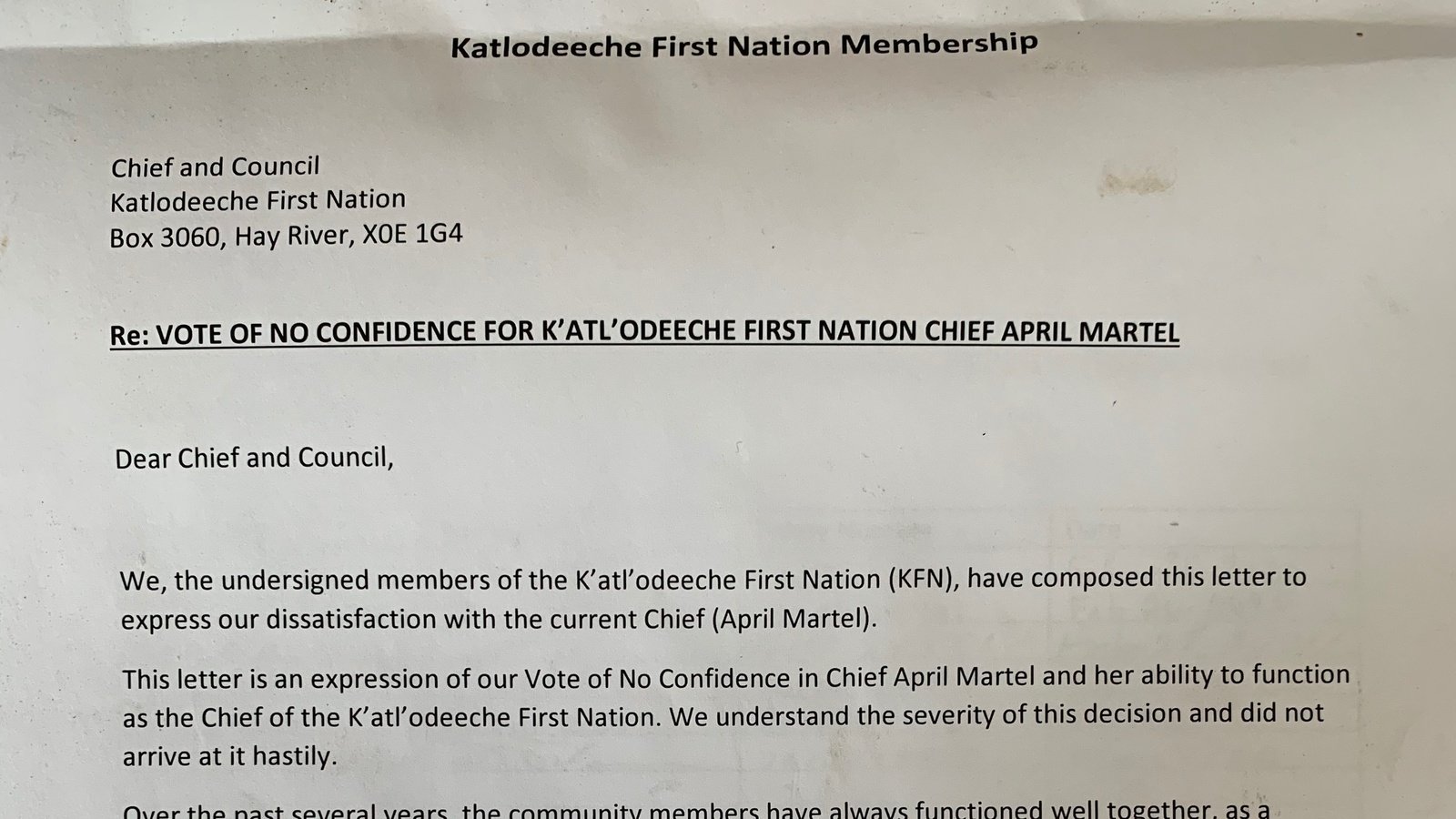 Petition · KFN Petition to remove Chief April Martel and Sub-Chief Doug ...