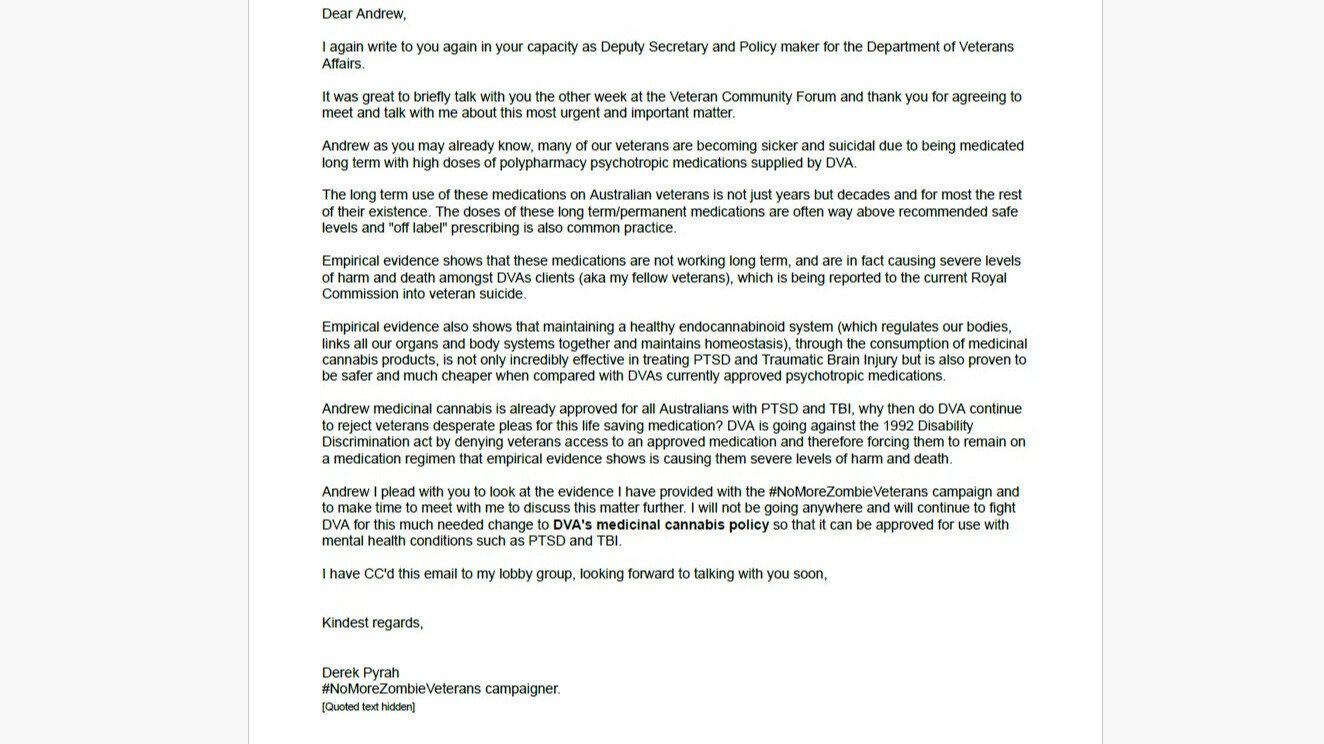 Petition update · Upcoming meeting with DVA Deputy Secretary of Policy ...