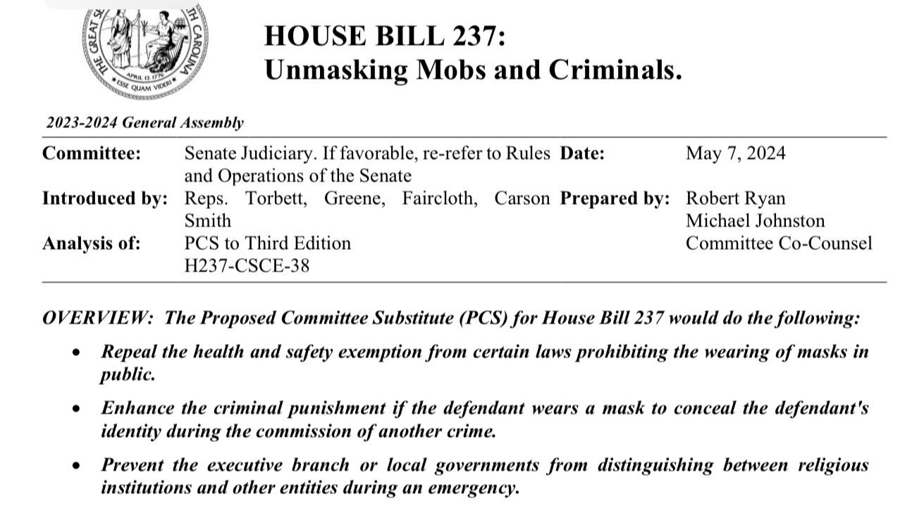 Petition · Halt the Passage of NC Bill 237 Banning Medical Masks In ...