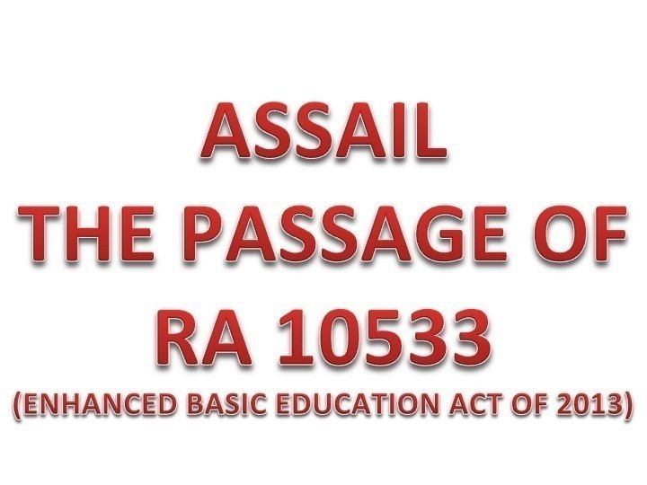Petition · Assail the Passage of RA 10533 - Philippines · Change.org