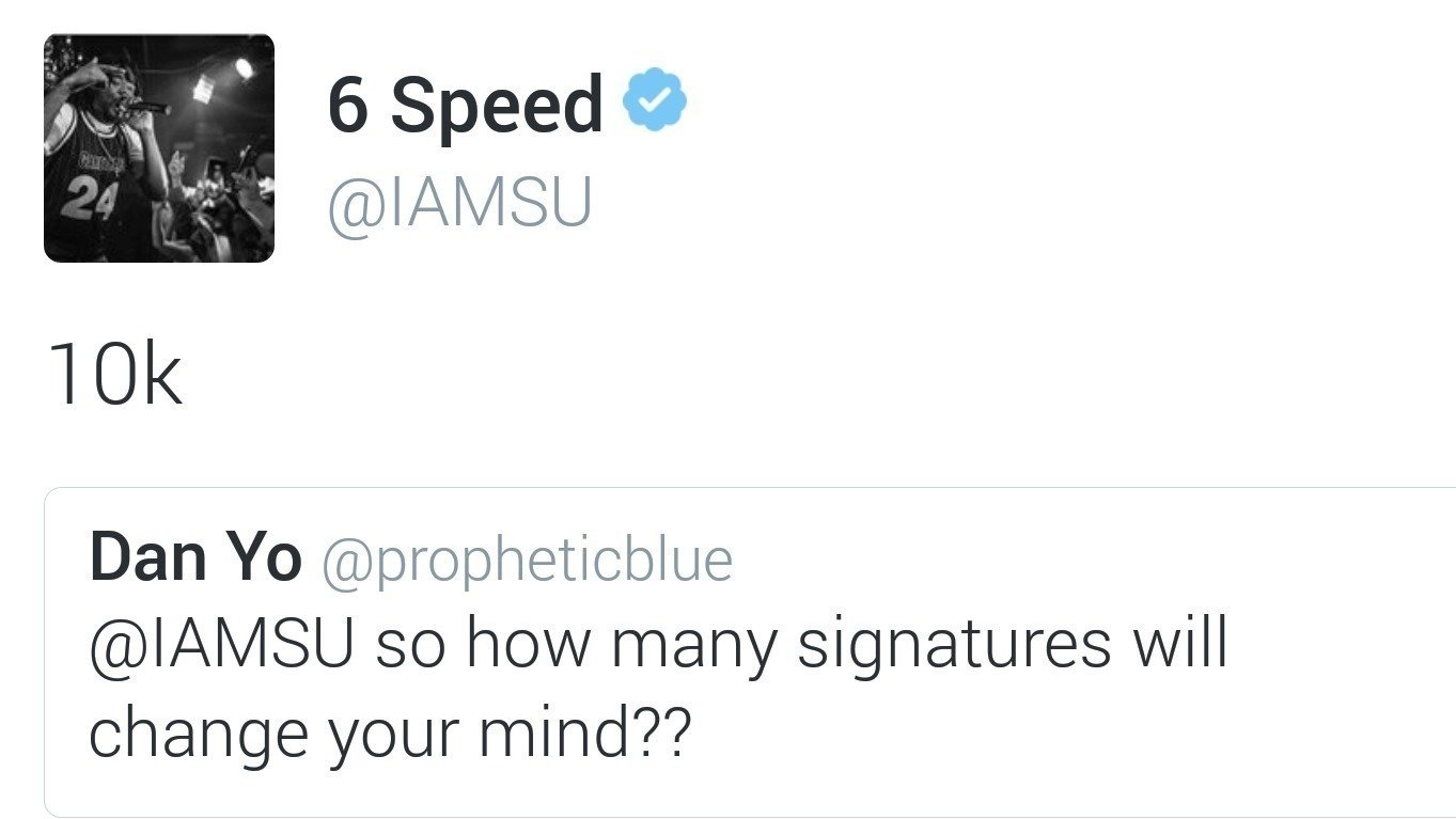 Petition · Suzy 6 Speed II - Iamsu - United States · Change.org