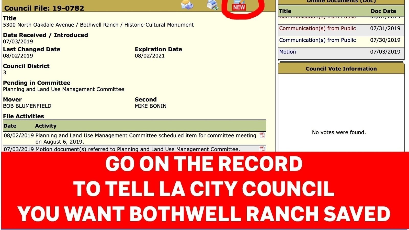 Petition update · August 2019 Update: Make An Official Comment w/ City of LA, Upcoming Committee ...