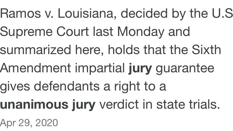 Petition · Apply non unanimous jury decision retroactively (Ramos ...