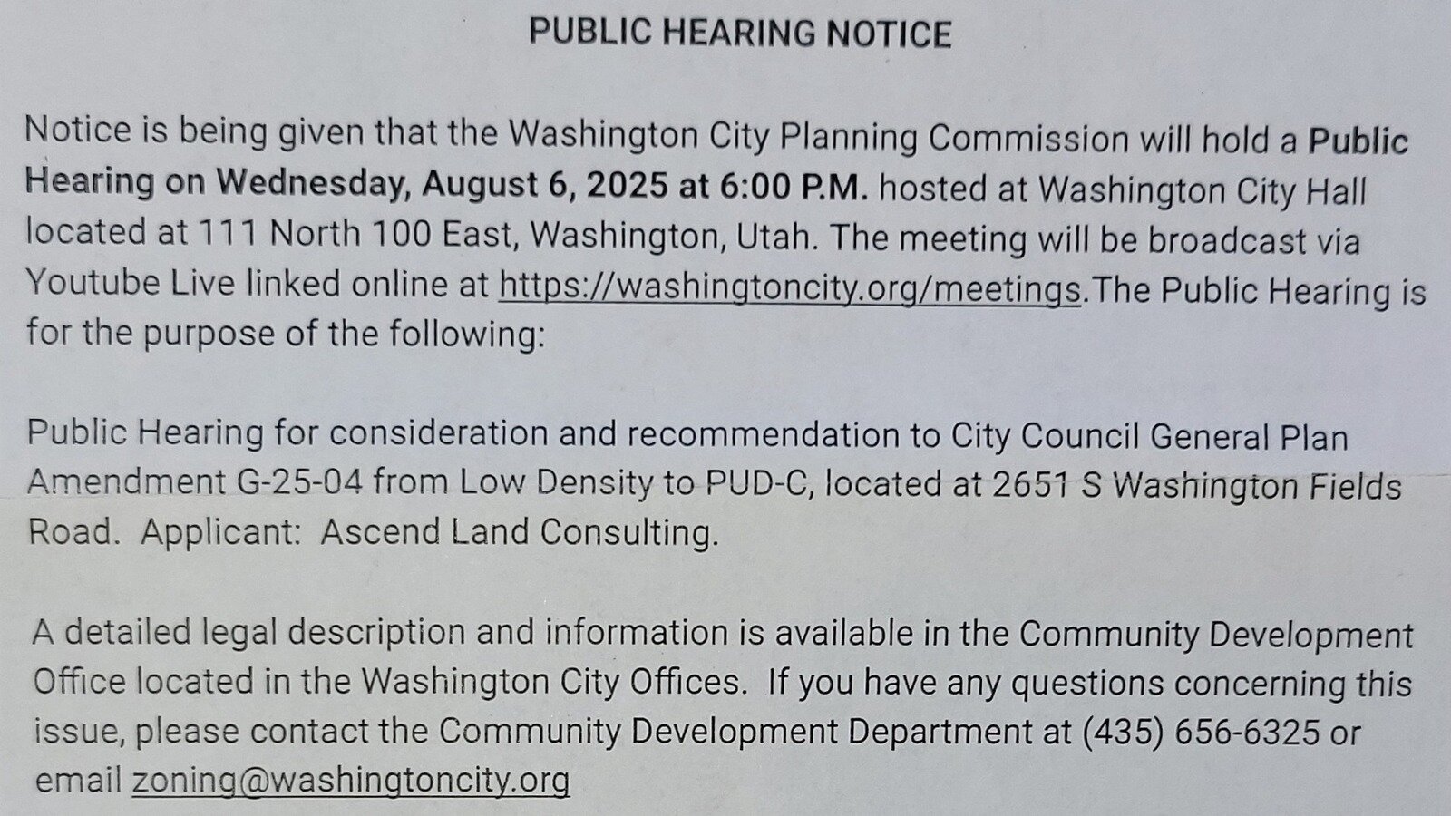Petition · Oppose the Rezoning of 2651 S. Washington Fields Road ...
