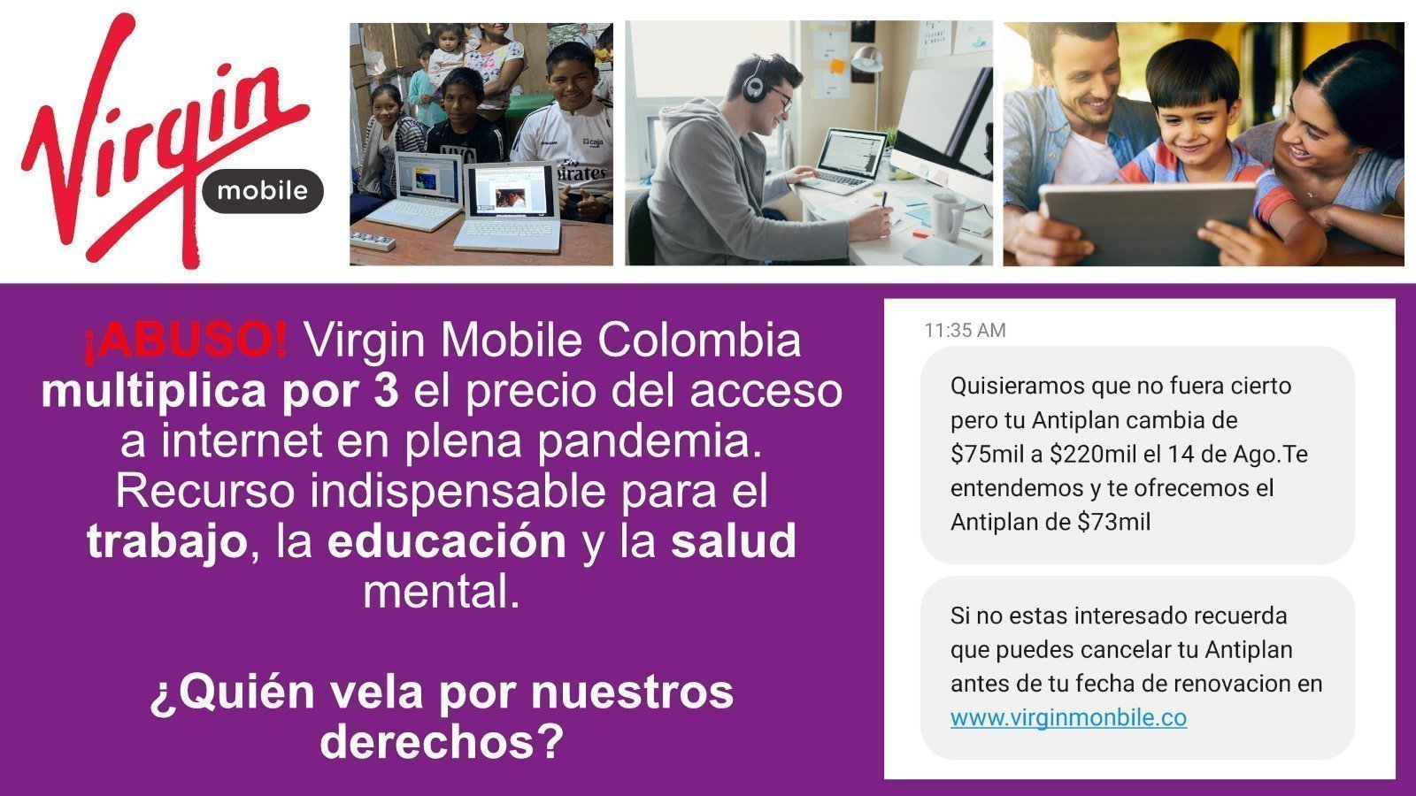 Petición · Que Virgin Mobile Colombia no modifique sus planes ...