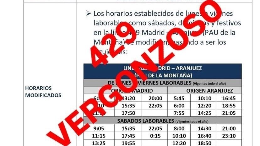 Petición · ¡Mejoras URGENTES en los horarios de las líneas 429 y L4| La ...