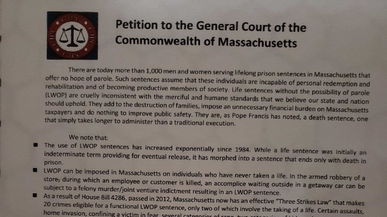 Petition · Natural life sentence reduction - United States · Change.org