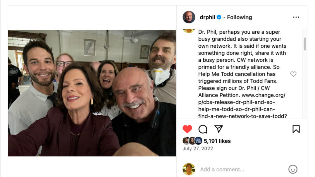 Petition update · Connecting Dr. Phil, the CW, and So Help Me Todd as Petition reaches and ...