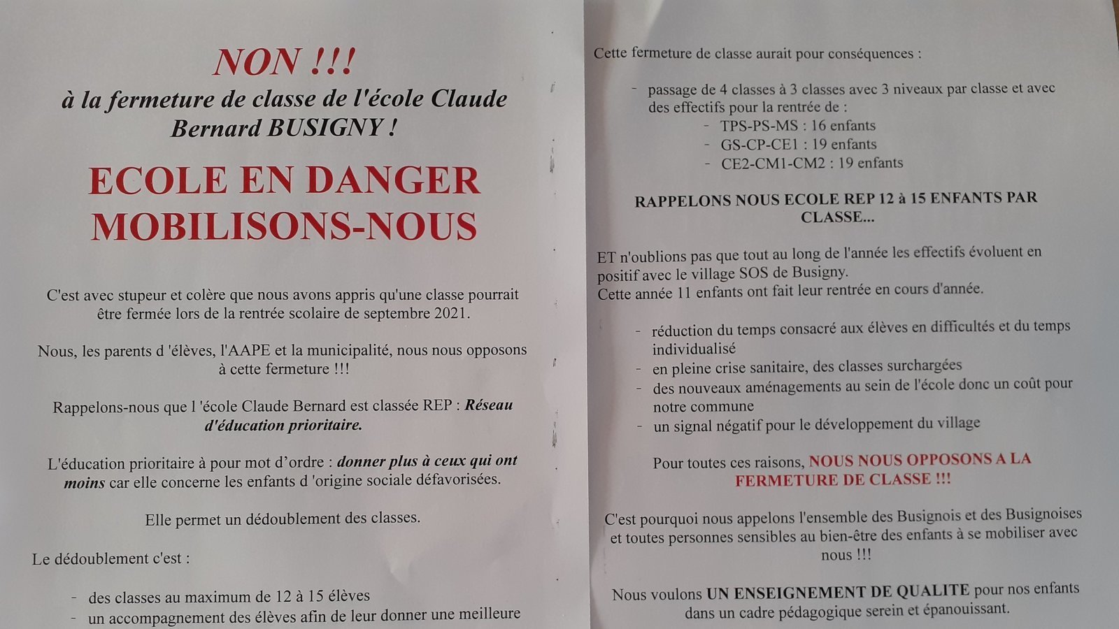 Pétition · Non à la fermeture de classe - France · Change.org