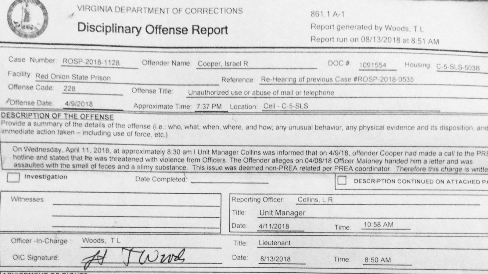 Petition · Virginia’s Red Onion State Prison is penalizing an inmate ...