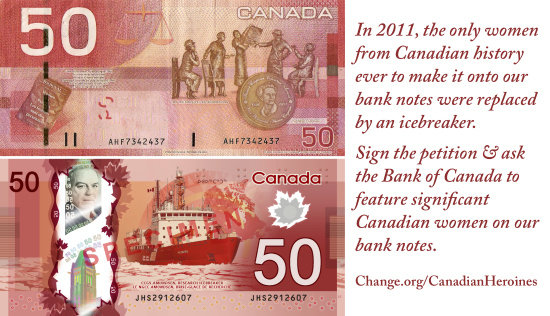 Petition · Bank of Canada: Add women from Canadian history to Canadian ...