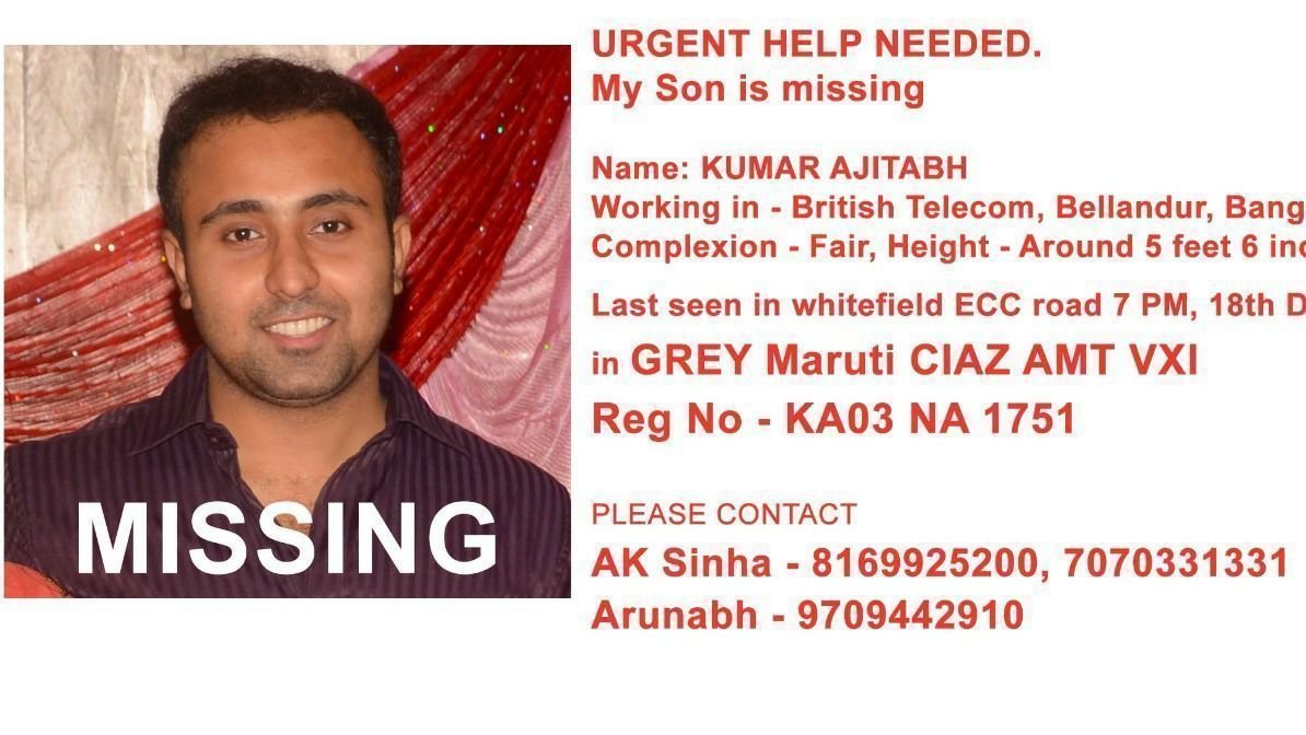 Petition · Action on Missing Techie, Ajitabh Kumar (Bengaluru) - India ...