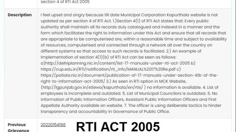 Petition · Comply with section 4 of RTI Act 2005 as it is the ...