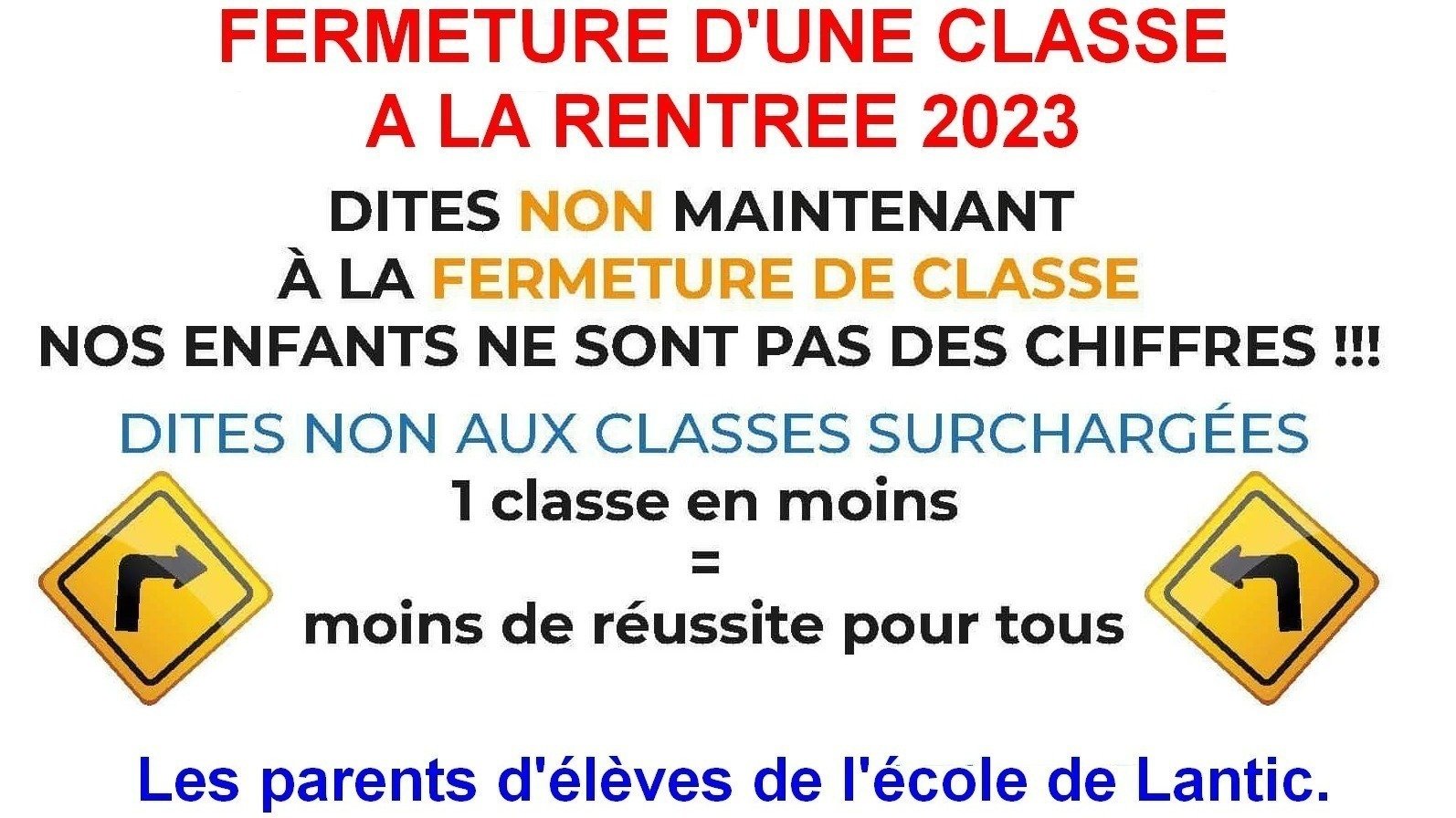 Pétition · NON à la fermeture d'une classe à l'école publique de Lantic ...