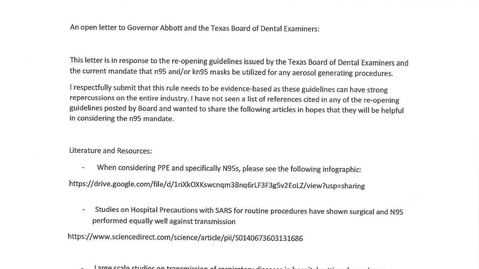 Petition · Modify the n95 Mask Mandate for Texas Dental Professionals ...