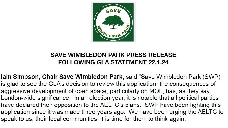 Petition update · GLA Decide to review the AELTC Planning Application ...