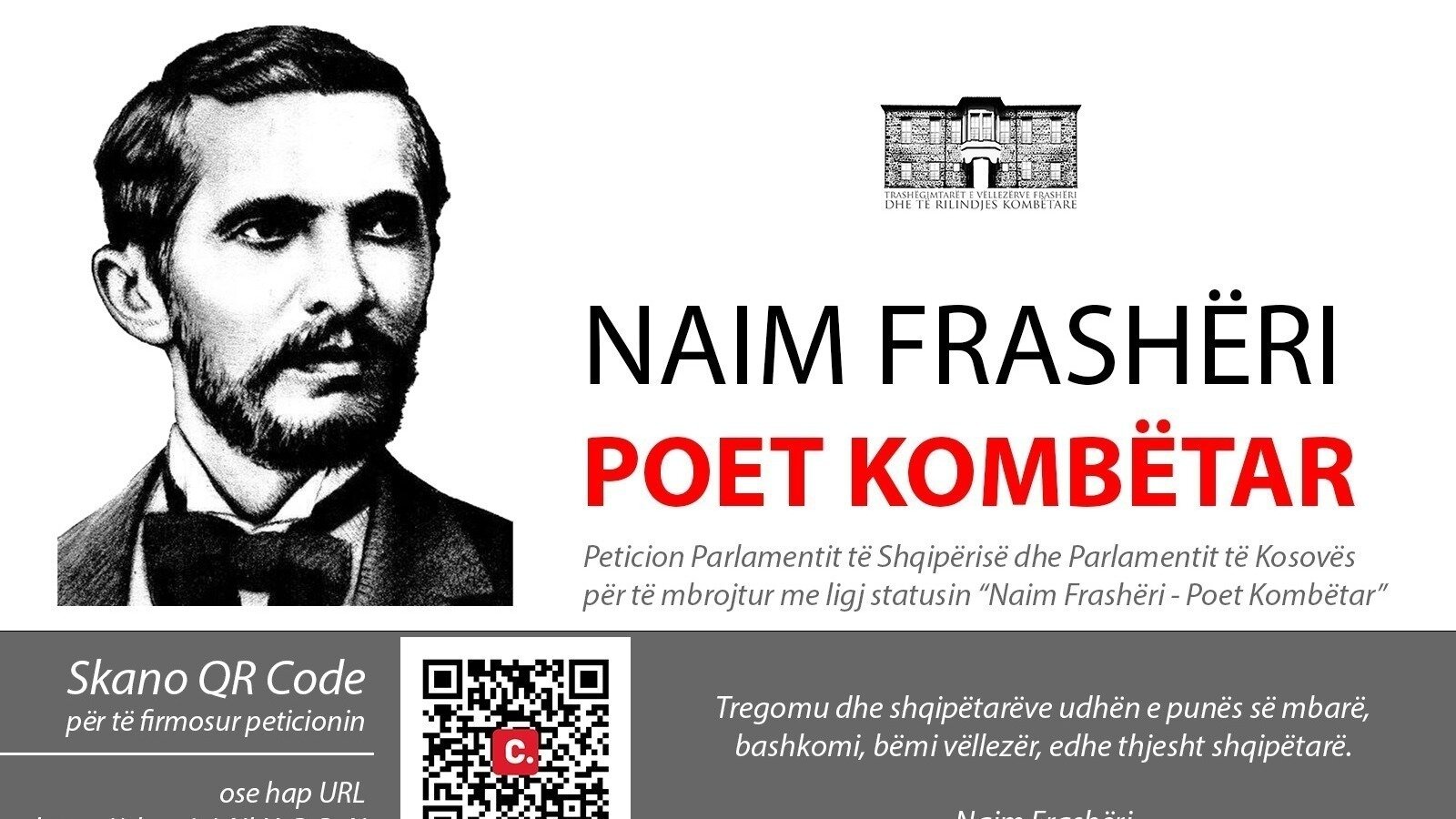 Petition · Për mbrojtjen me ligj të statusit "Naim Frashëri - Poet Kombëtar" - Albania · Change.org