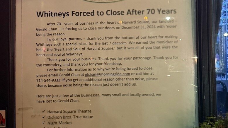 Petition · Prevent Closure of Whitney's, a Beloved Bar in Harvard ...