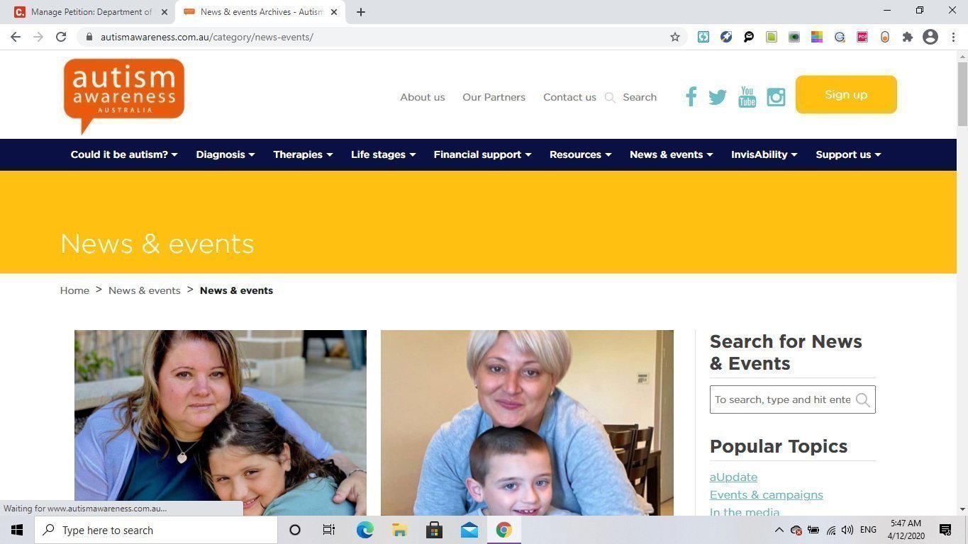 Petition update · Autism Awareness Australia · Change.org