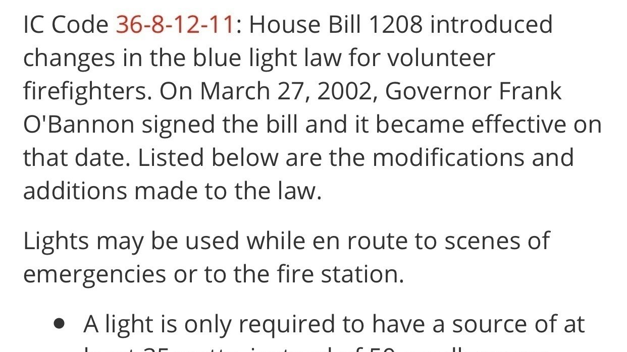 Petition · Indiana Volunteer Firefighter change to Red Emergency Lights ...
