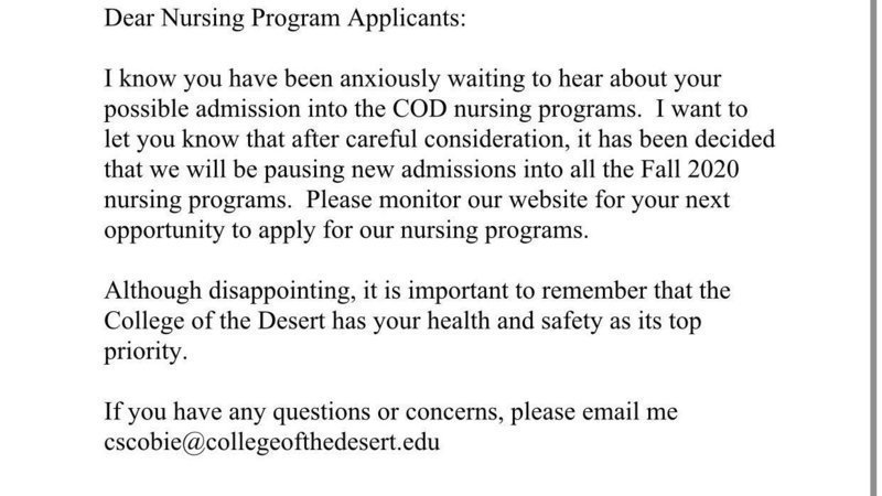 Petition · COD Nursing Program 2020 · Change.org