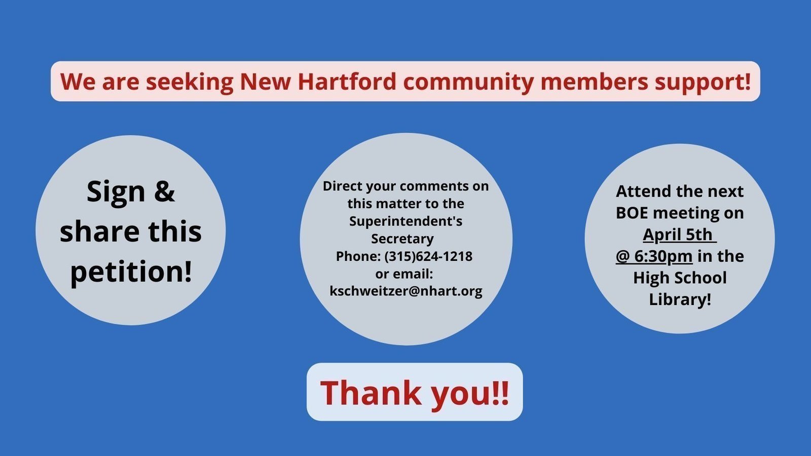 Petition · New Hartford Community Support for Student Petition - United ...