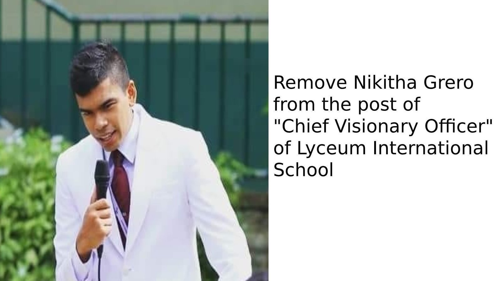 Petition · Remove Nikitha Grero as Chief Visionary Officer of Lyceum ...
