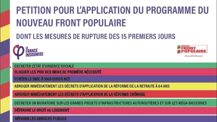 Pétition · Pour l'application du programme du Nouveau Front Populaire - France · Change.org