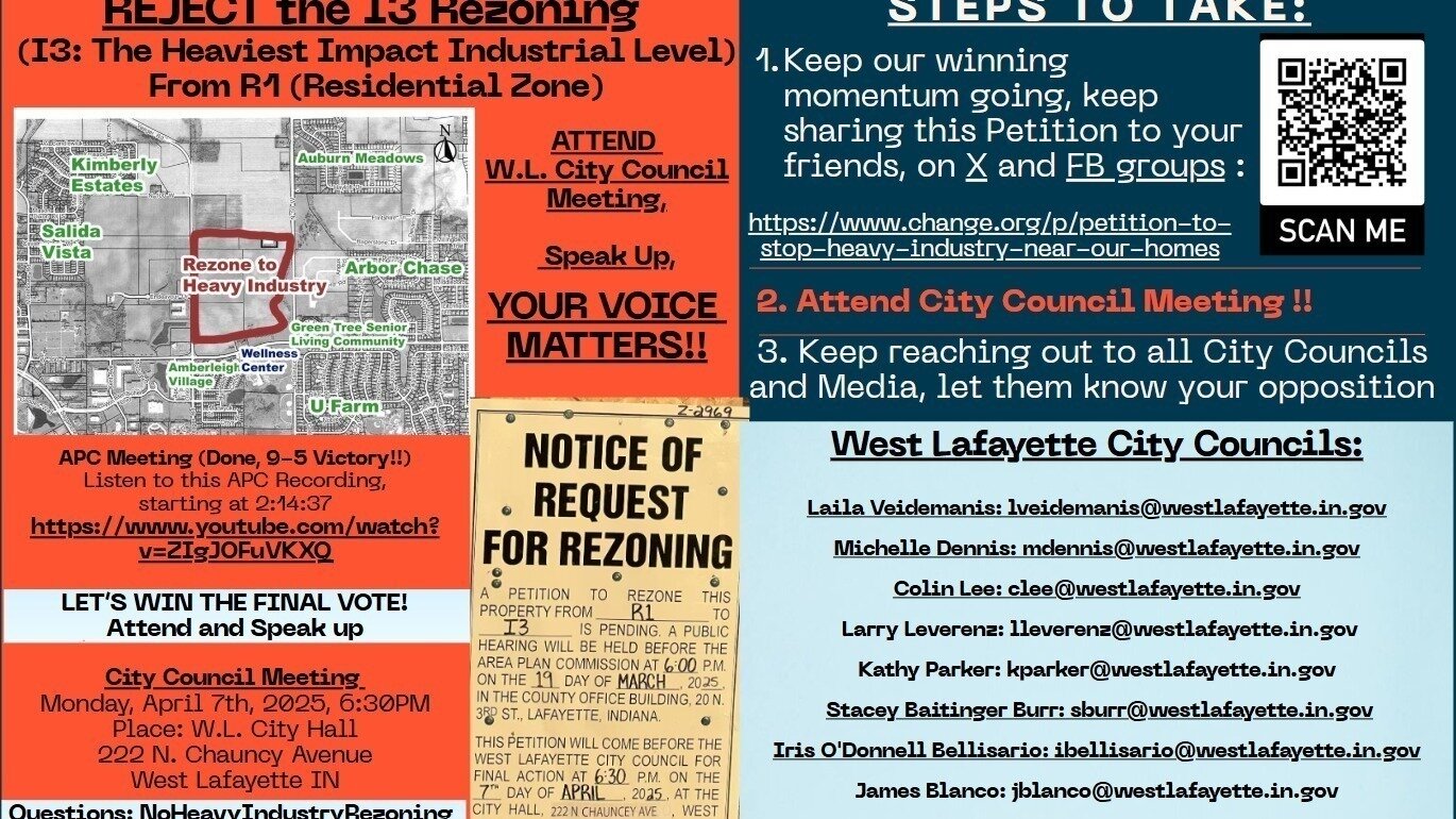 Petition update · Update: Some West Lafayette Councilors Still Undecided – Let’s Reach Out Now ...
