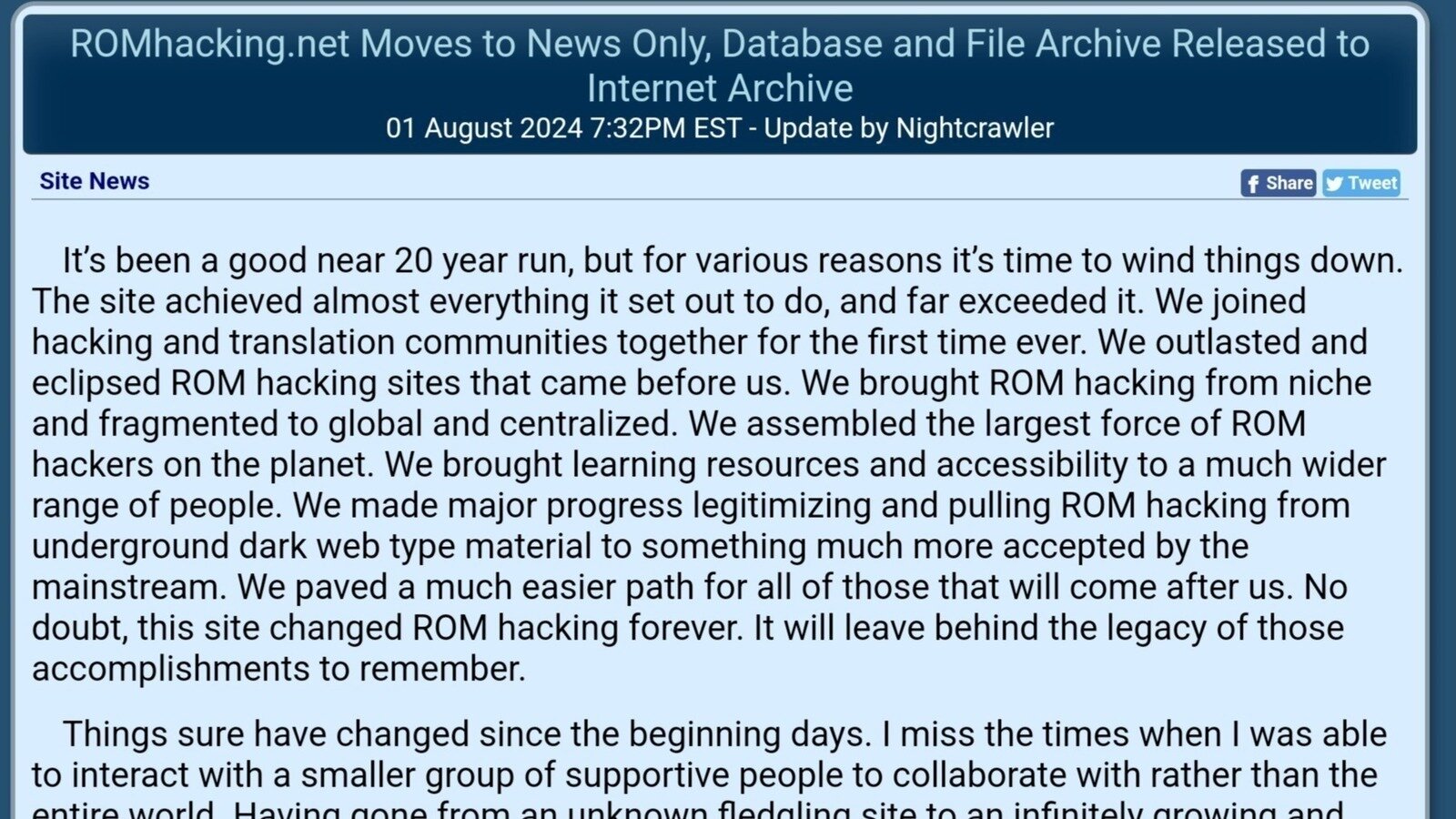 Petition · Save Romhacking . net: Preserve the Largest Global Community for ROM Hackers - United ...