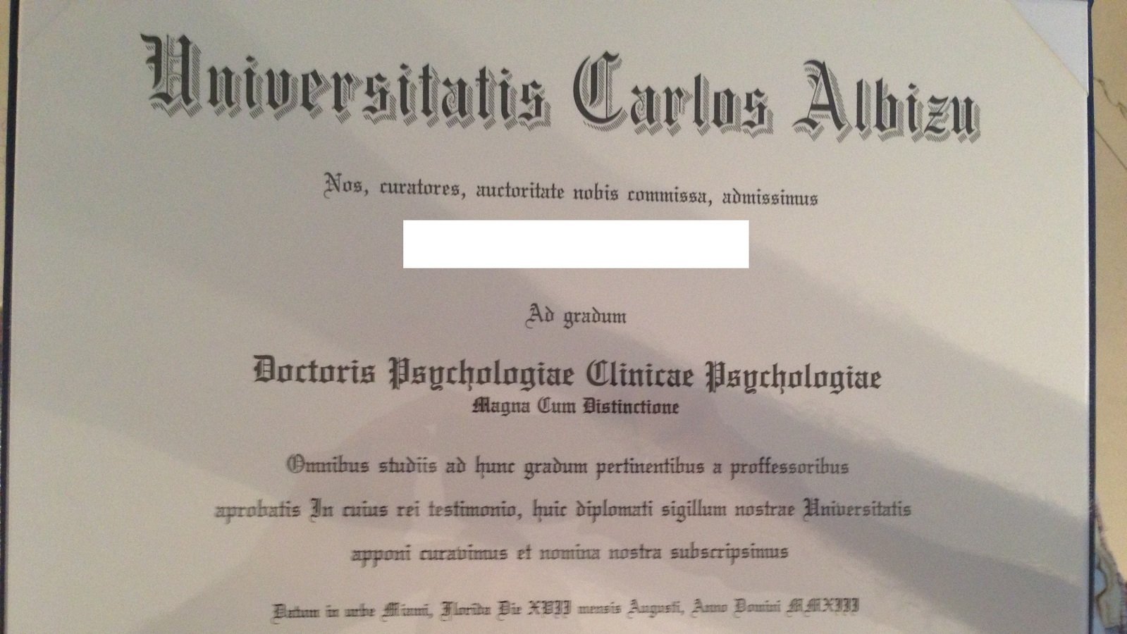 University Diploma Latin