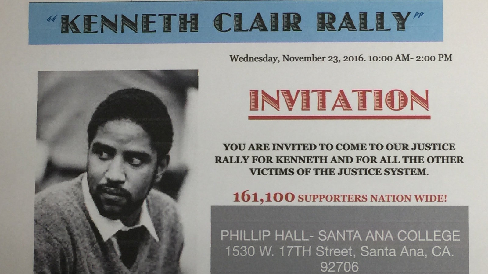 Petition update · KENNETH CLAIR RALLY AT SANTA ANA COLLEGE ON NOV. 23 ...