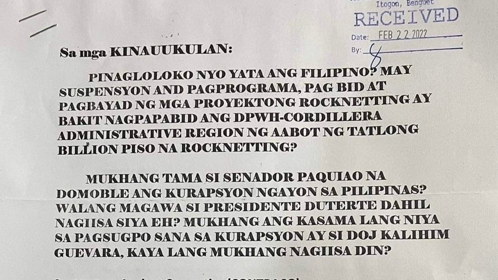 Petition · Strictly implement the DPWH's memorandum suspending the rock ...