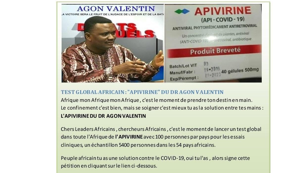Pétition · #TEST GLOBAL AFRICAIN / GLOBAL AFRICAN TEST "APIVIRINE" DU ...