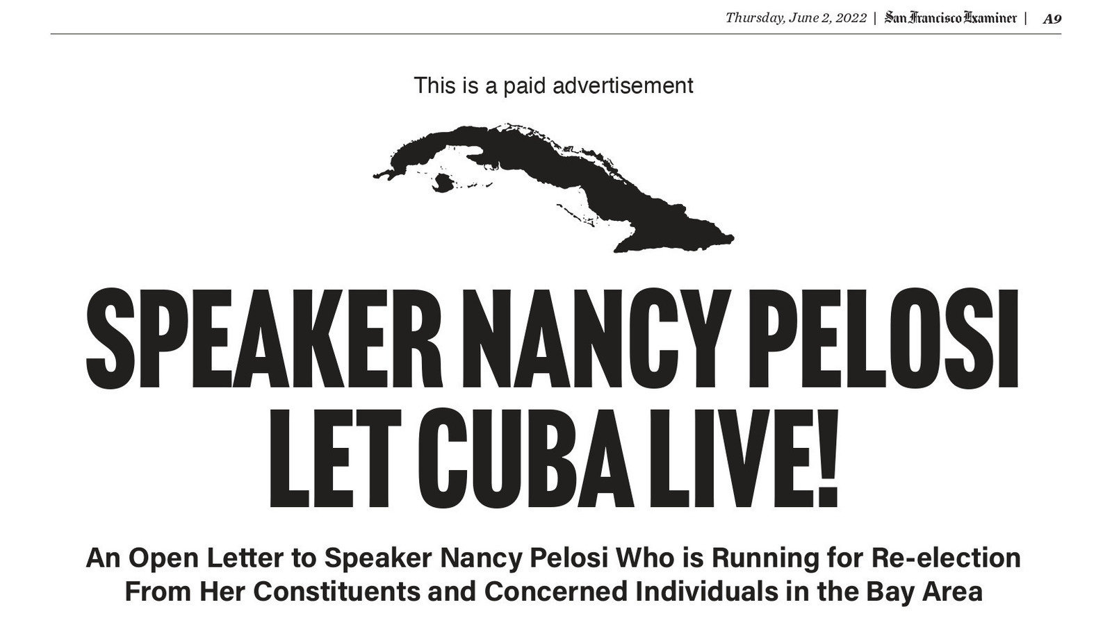 Petition · Speaker Nancy Pelosi - Let Cuba Live! - United States ...