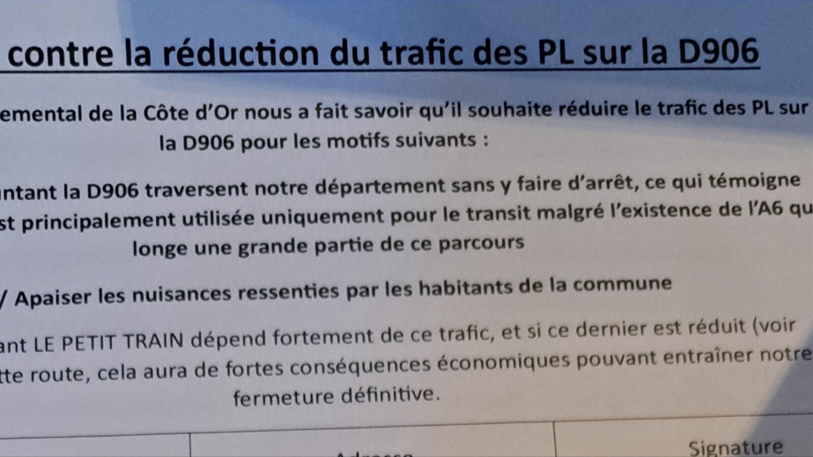 Pétition · Contester l'interdiction des poids lourds sur la D906 pour ...