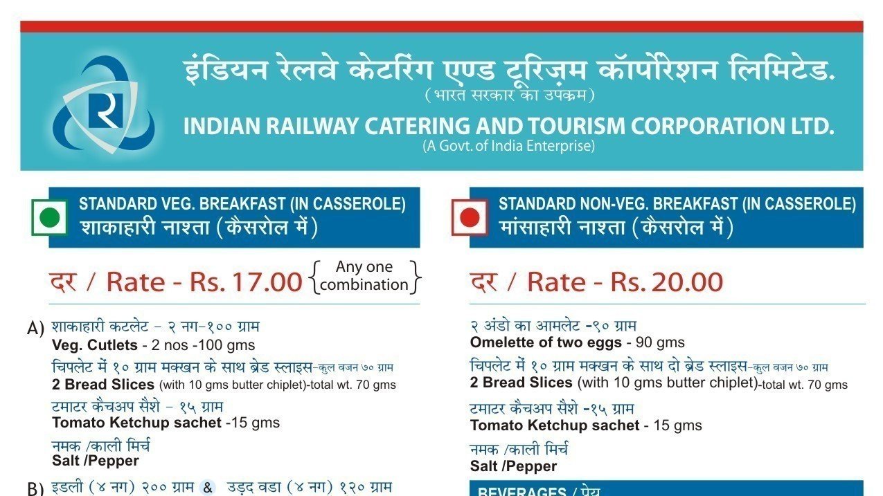 Petition · Paste IRCTC food menu card in all cabins of all trains ...