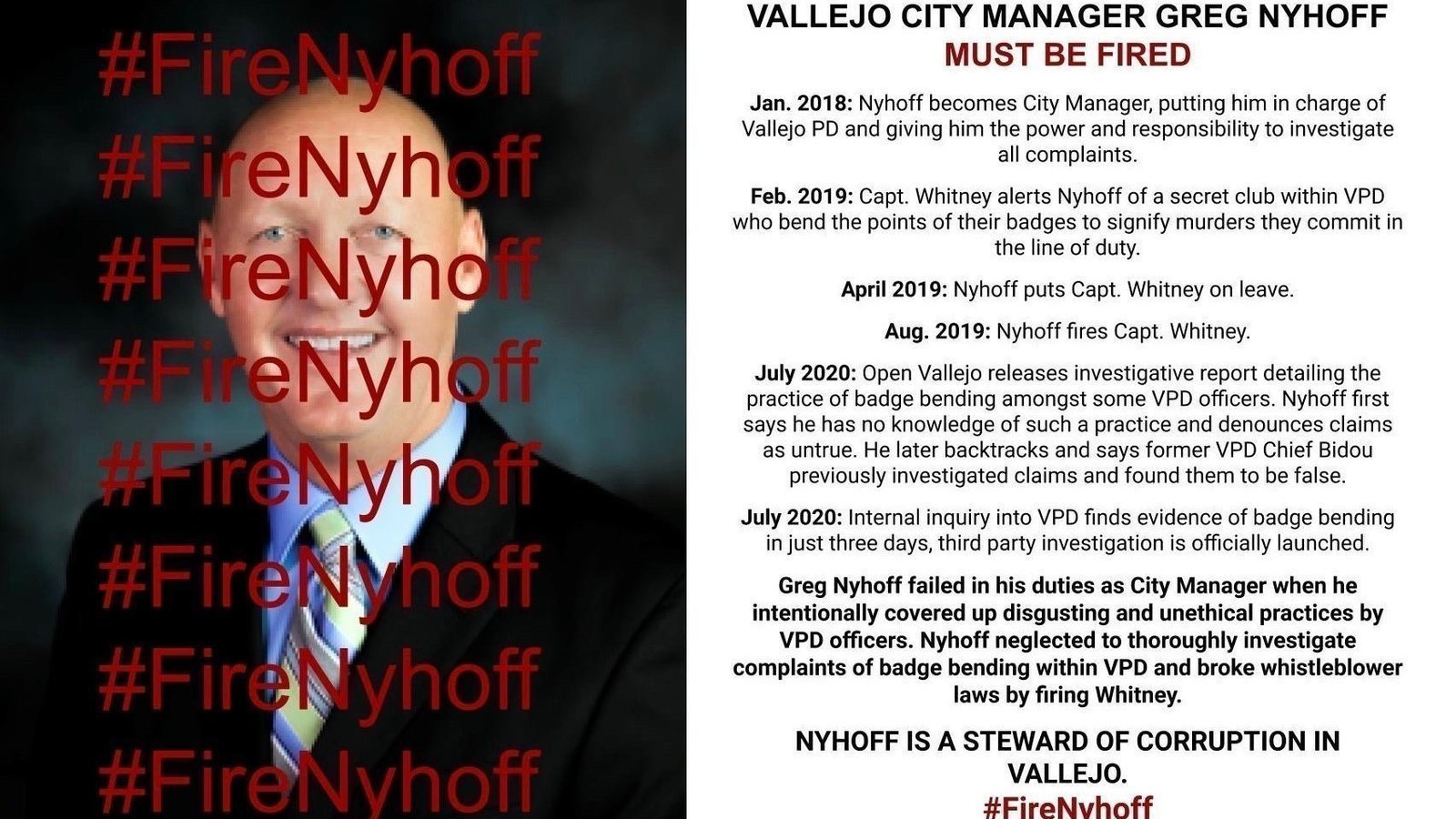 Petition · Fire Vallejo City Manager Greg Nyhoff - United States ...