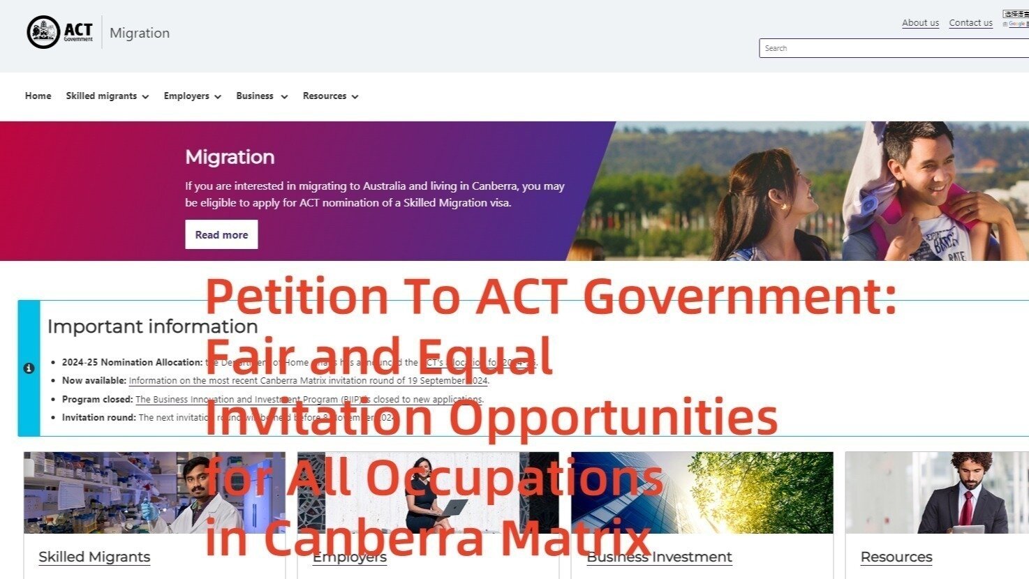 Petition · To ACT Government: Fair and Equal Invitation Opportunities ...