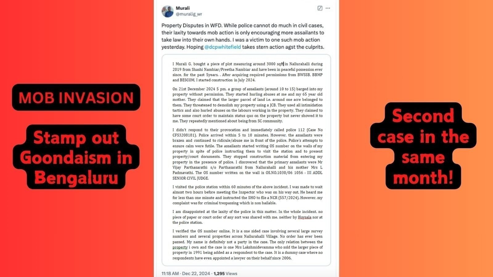 Petition update · SECOND GOONDA INVASION IN A MONTH! IS WHITEFIELD THE ...