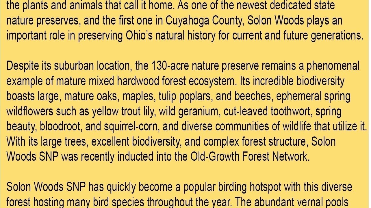 Petition update · INVITATION - “Solon Woods, Preserving Ohio’s Natural ...