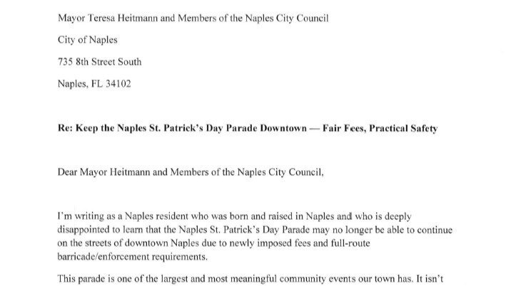 Petition · Keep the City of Naples St. Patrick's Day Parade Tradition ...
