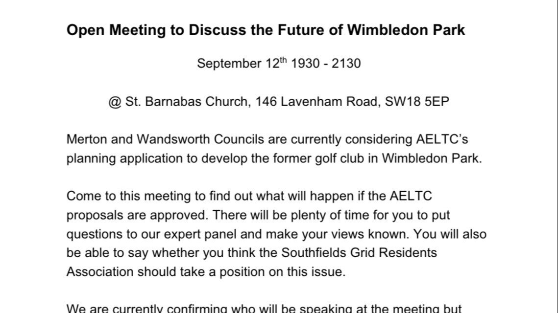 Petition update · Southfields Public Meeting 12 September 2023: The ...