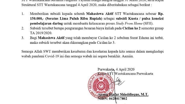 Petisi · Kebijakan Kampus STT Wastukancana Purwakarta - Indonesia ...