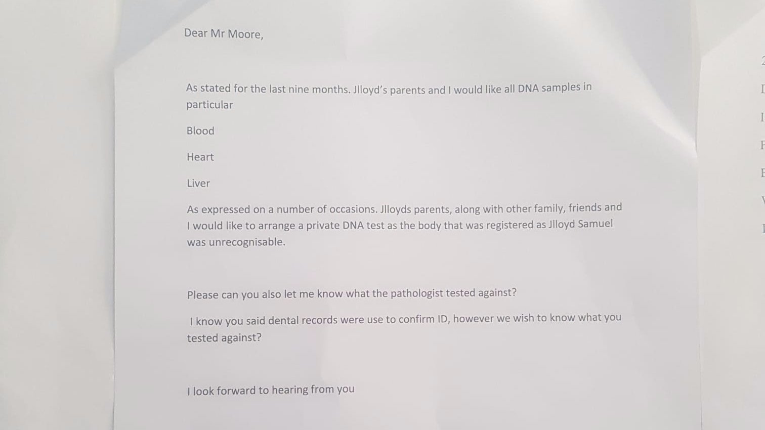 Petition update · The coroner has received our DNA sample letter ...