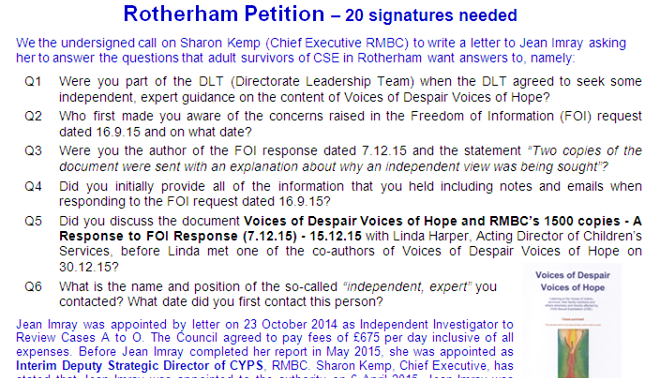 Petition update · We call on Sharon Kemp (Chief Executive RMBC) to ...